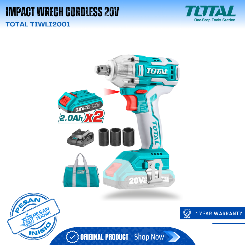 Jual IMPACT WRENCH mesin buka baut cordless 20V TOTAL TIWLI2001 ...