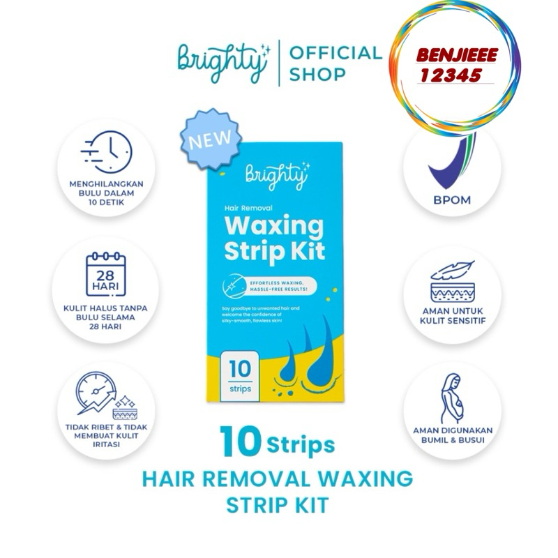Jual Brighty Hair Removal Waxing Strip kit wax bulu BRIGHTY Tangan kaki ...