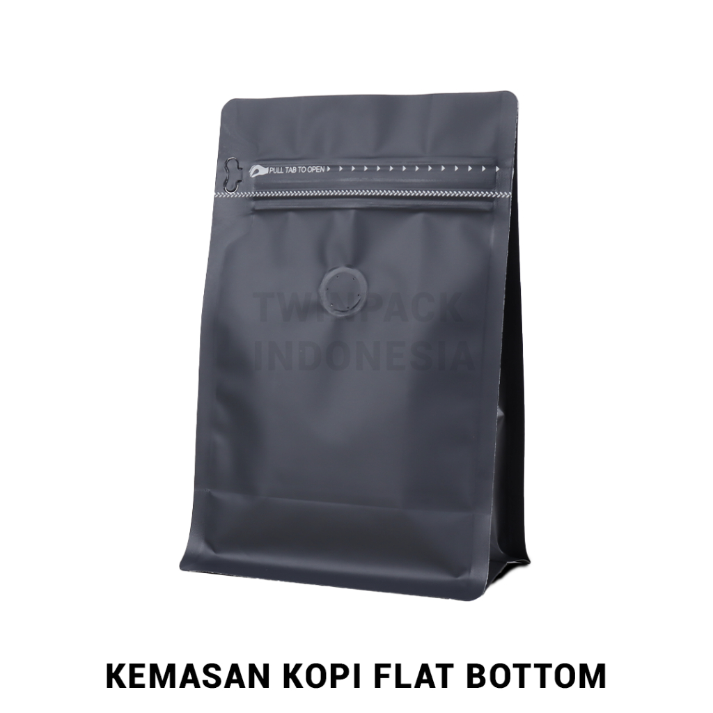 Jual Kemasan Kopi 200 - 250 Gram Ziplock Abu Flat Bottom | Valve | Zipper | Packaging Kopi ...