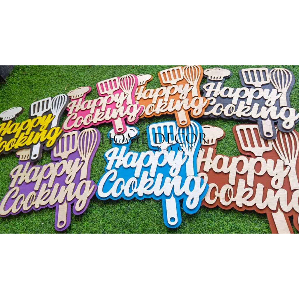 Jual Hiasan dinding SPATULA HAPPY COOKING Sign kayu - Pajangan ...
