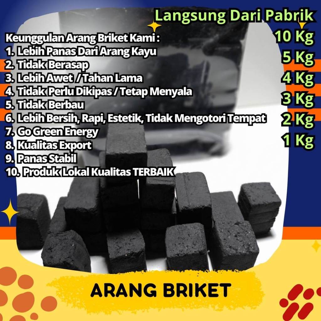 Jual Paket Murah Arang Batok Kelapa Asli 1Kg Briket Arang Batok Kelapa ...