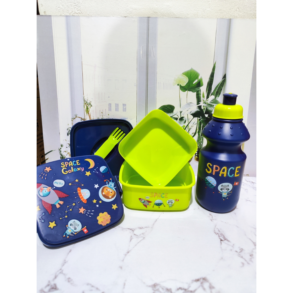 Jual Set Tempat Makan + Botol Minum / Set Tempat Makan Anak 2 Tingkat / Tempat Makan dan Botol ...