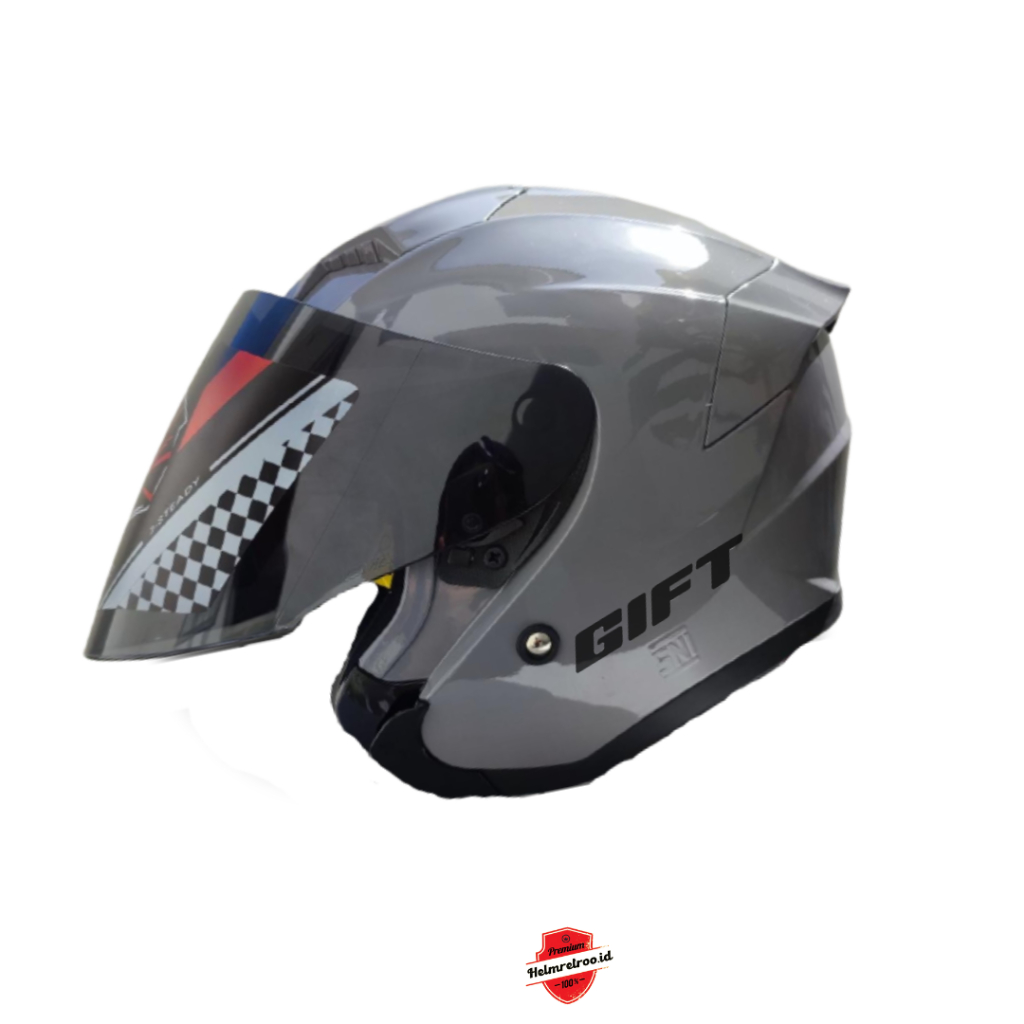 Jual HELM GIFT SARGON GREY STONE GLOSSY / GORILLA GLOSSY HELM HALF FACE ...