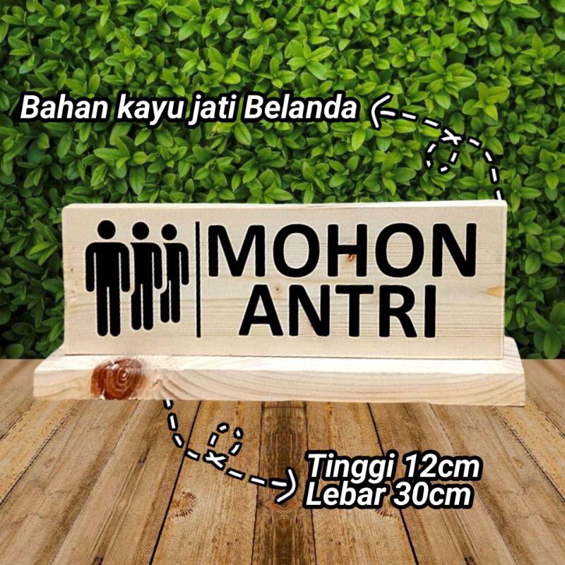 Jual Papan Tanda Meja "Mohon Antri" Sign Board 30x12cm | Shopee Indonesia