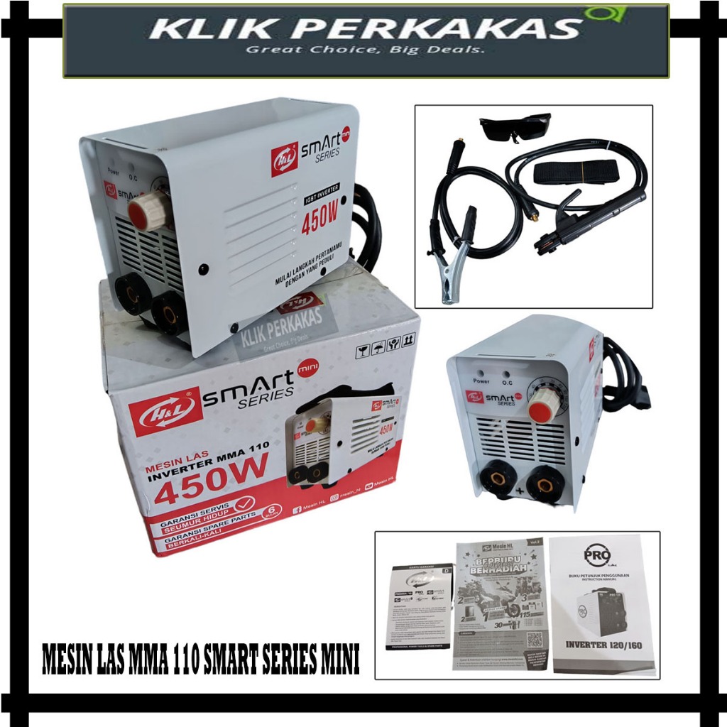 Jual Mesin Las Listrik 450W Inverter Las Merk H&L MMA 110 Mini | Shopee Indonesia