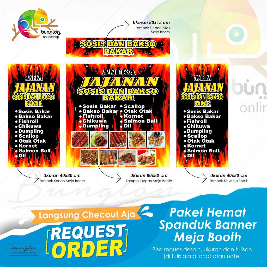 Jual Spanduk Banner Meja Booth Jajanan Sosis Bakso Bakar | Shopee Indonesia