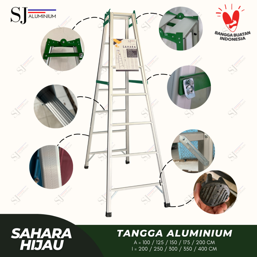 Jual Tangga Lipat Aluminium Sahara Hijau Jumbo Ladder Multifungsi 200KG ...