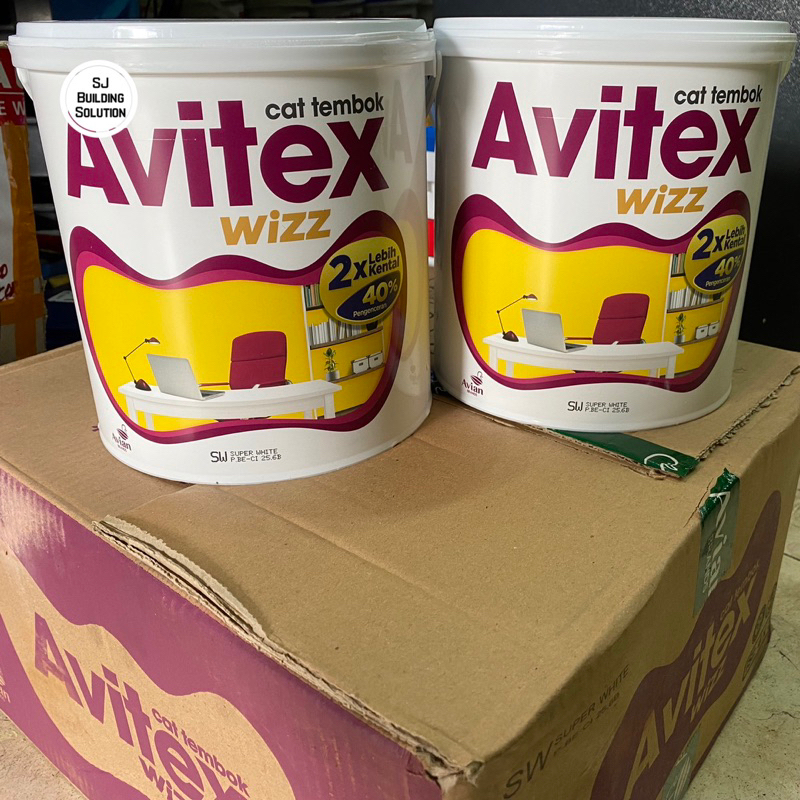 Jual Cat Tembok Avitex Wizz 5 Kg 5Kg Putih White Ready Pabrik | Shopee ...