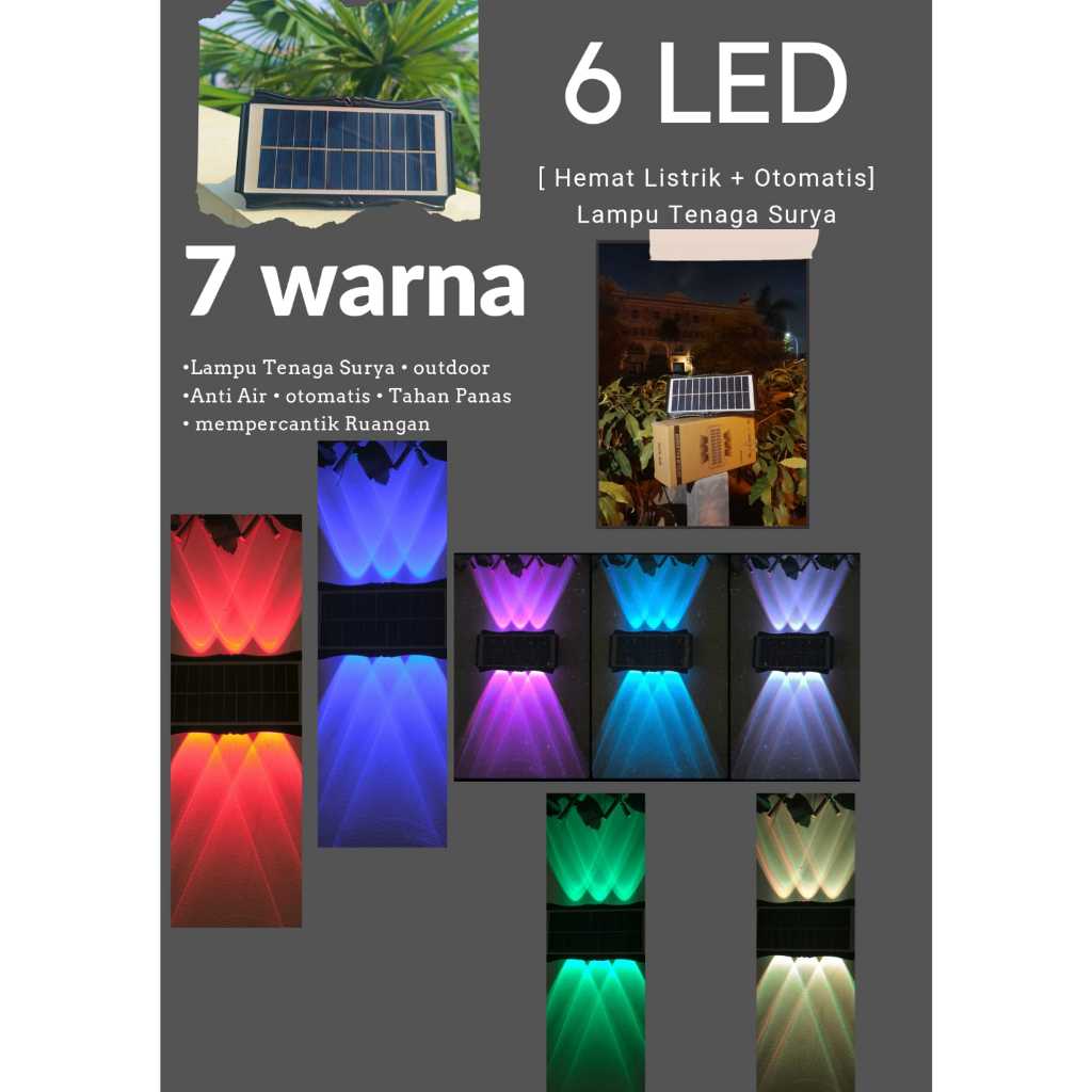 Jual 【VARIASI 6LED RGB 7 WARNA】lampu led tenaga surya lampu dinding ...