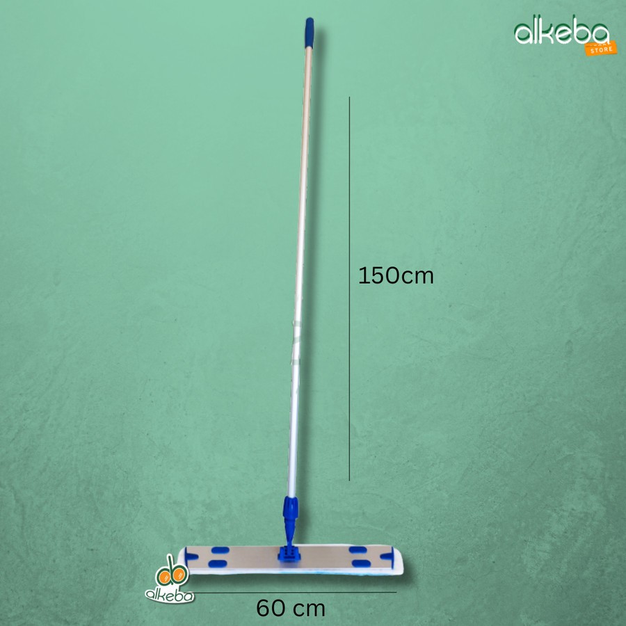 Jual flat mop set 60 cm microfiber tangkai aluminium + frame + kain ...