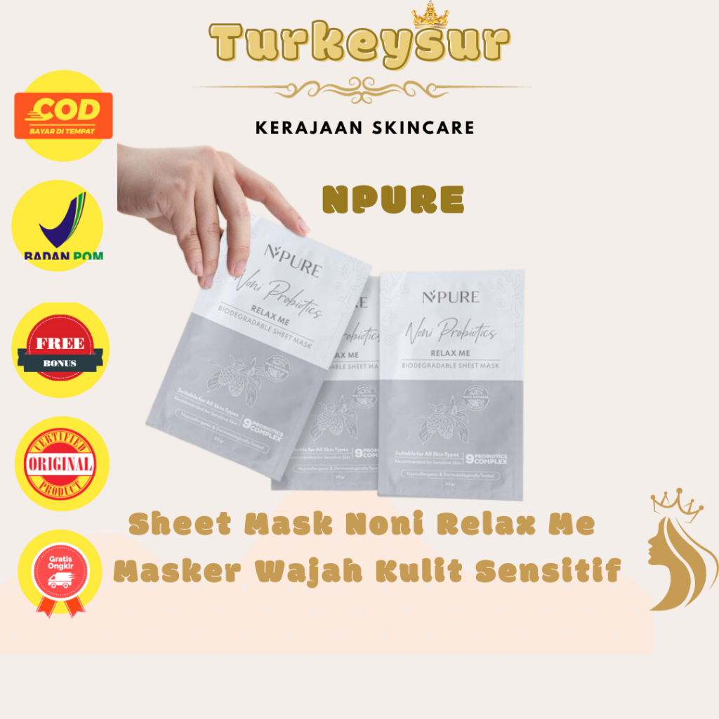 Jual NPURE Sheet Mask Noni Relax Me Masker Wajah Kulit Sensitif ...