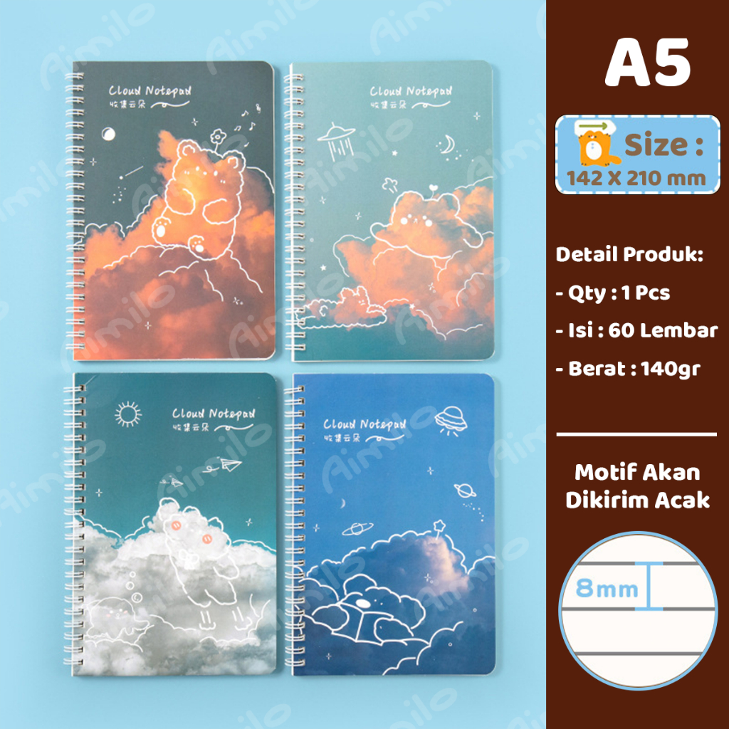 Jual [READY] Aimilo Notebook A5 Buku Diary Aesthetic Buku Jurnal Buku ...