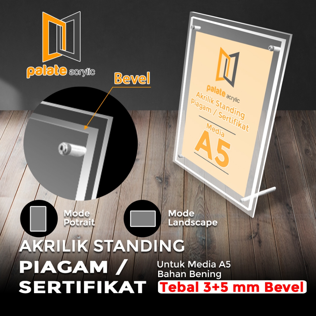 Jual AKRILIK FRAME / DISPLAY MEJA / ACRYLIC STANDING FRAME PIAGAM A5 ...