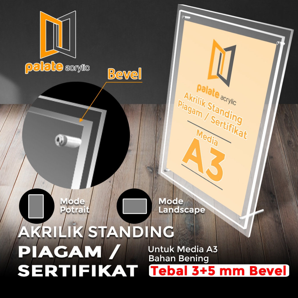 Jual AKRILIK FRAME / DISPLAY MEJA / ACRYLIC STANDING FRAME PIAGAM A3 ...