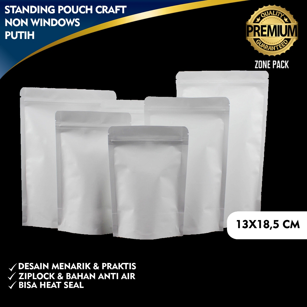 Jual Standing Pouch Craft Non Windows Warna Putih 13X18.5 CM | Kemasan ...