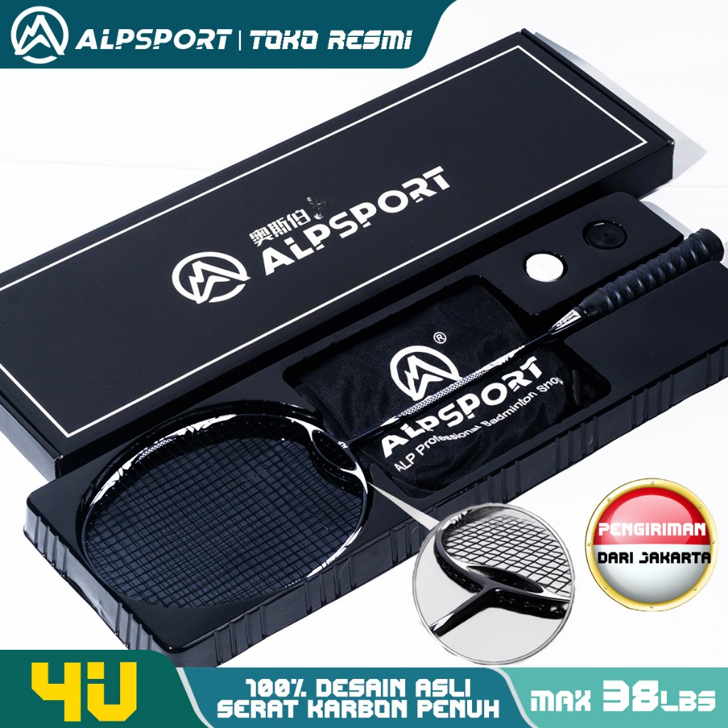 Jual ALPSPORT RR【2Raket + Tas】4U G5 100% Serat Karbon Penuh Desain Asli ...