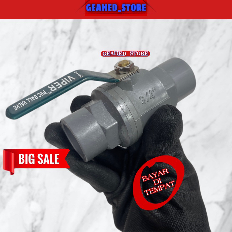Jual Stop Kran Keran PVC Ball Valve PVC''3/4''''1/2''1inci'' handle gagang besi | Shopee Indonesia