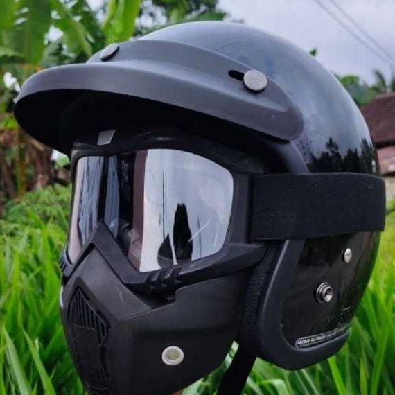 Jual HELM BOGO PRIA & WANITA DEWASA GOOGLE MASK RETRO 1 SET (HELM ...