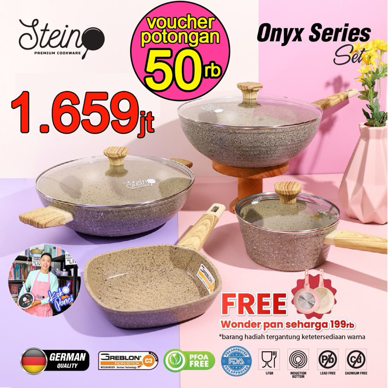 Jual (VOUCHER 50rb + BONUS ) Steincookware Stein Paket Onyx complete ...