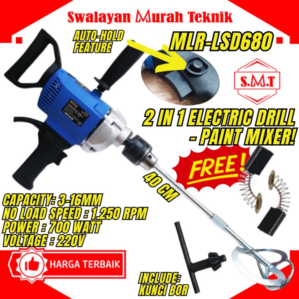 Jual MOLLAR LSD680 (Full set) Bor Mixer 16MM Alat Pengaduk Adonan Cat ...