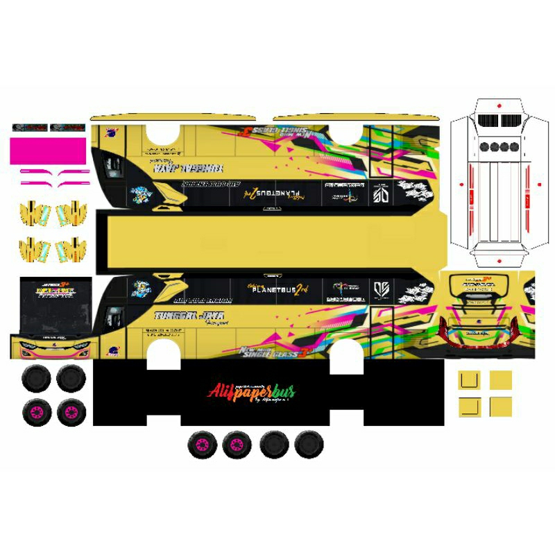 Jual Pola miniatur bus Tunggal Jaya Kids panda JB5 1/50 FREE CUTTER ...