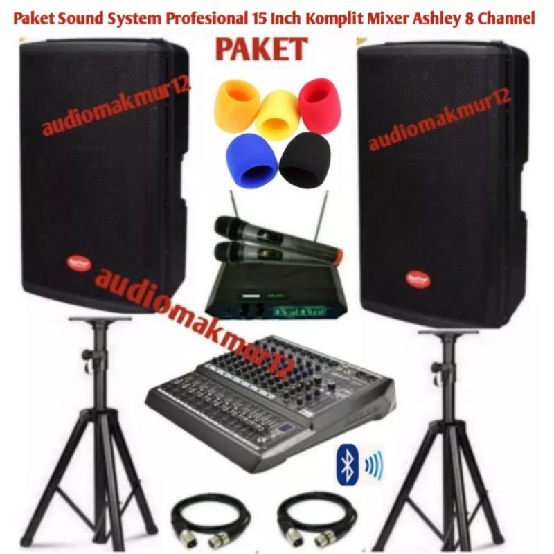 Jual Paket Sound System Profesional 15 Inch Komplit Mixer Ashley 8 ...