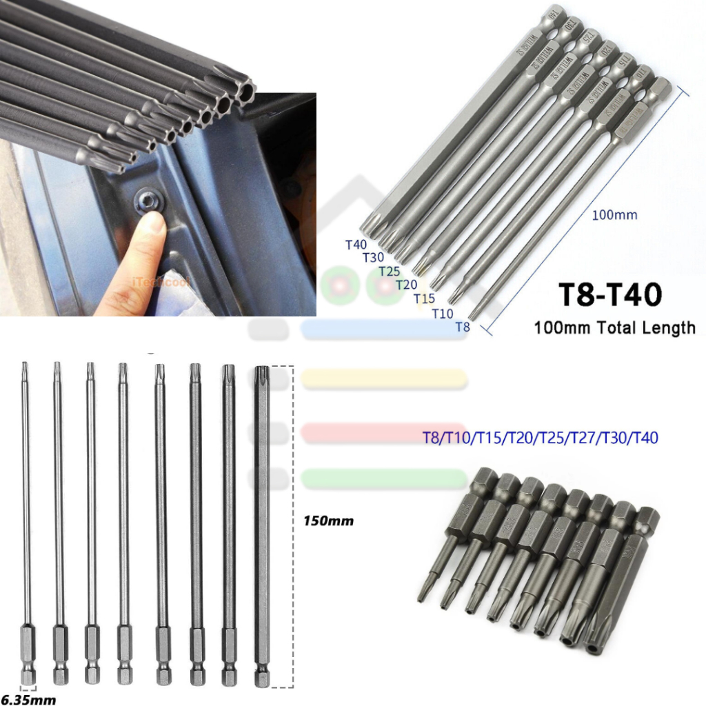 Jual TORX SCREWDRIVER T8 T10 T15 T20 T25 T27 T30 T40 SET 8IN1 LUBANG ...