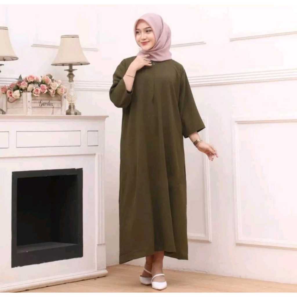 Jual DASTER LONG CRINCLE POLOS MODEL LENGAN TANGAN 3/4 BUSUI | Shopee ...