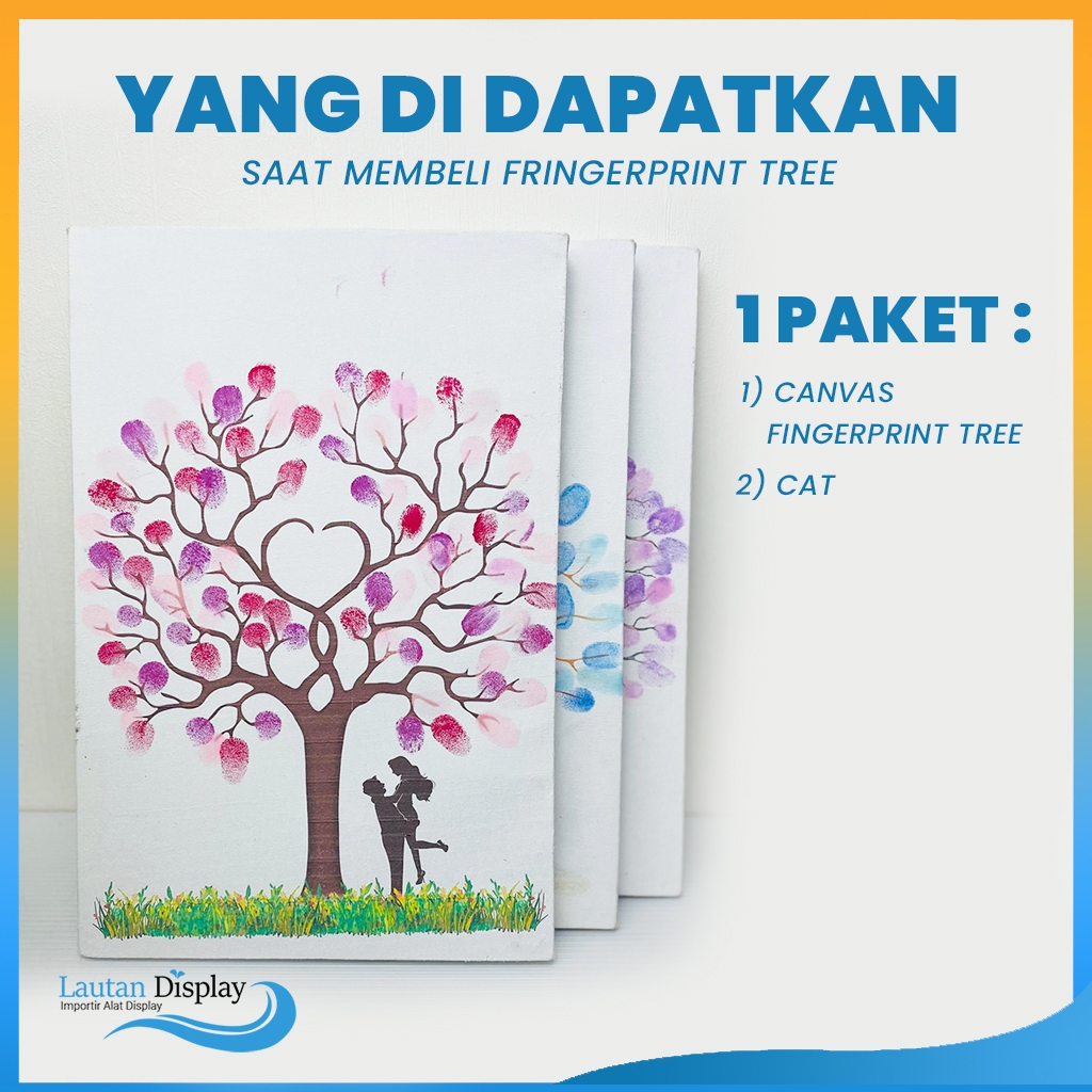 Jual Canvas Wedding Tree Fingerprint Kanvas Guest Book Lukisan Pohon ...