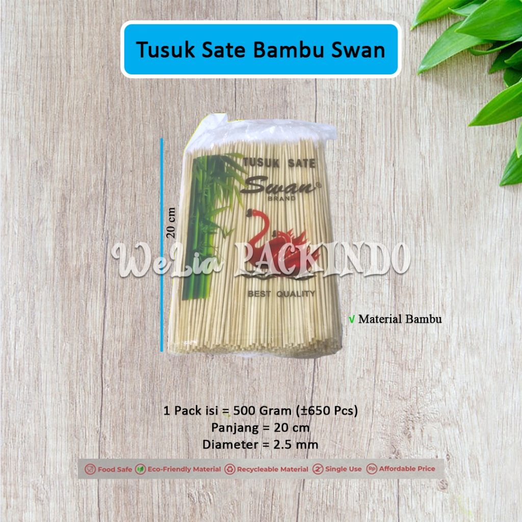 Jual [±650 Pcs] Tusuk Sate Bambu Swan 20cm isi 500gr / Tusuk Daging Kue ...