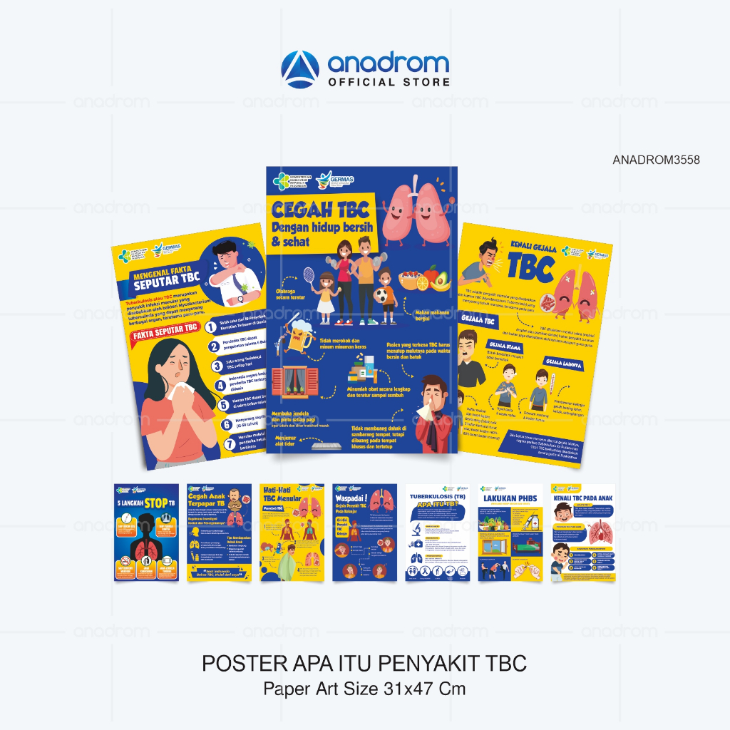 Jual Poster Promkes Apa itu Penyakit TBC | Poster Promkes Mengenal Gejala TBC | Poster Promkes ...