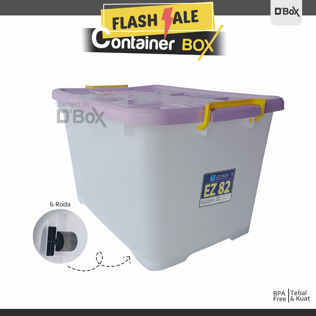 Jual [COD] BOX CONTAINER MURAH 82 LITER BESAR DENGAN 6 RODA, KUAT DAN ...