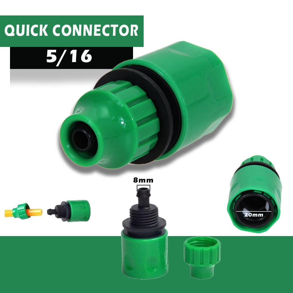 Jual Soket Konektor Quick Release Pompa DC Selang Air 5/16 Inch PE 11mm ...