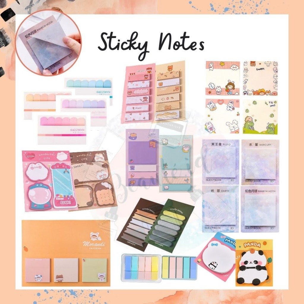 Jual Sticky Note Lucu Unik Aesthetic Memo Pad Bookmarks Sticker Buku ...