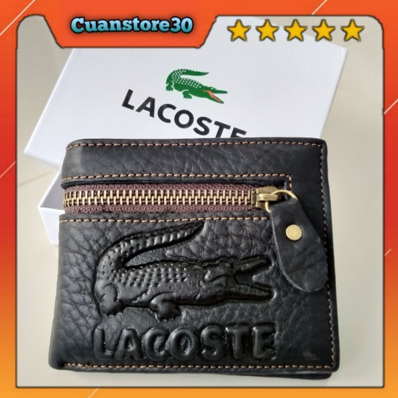 Jual LACOSTE Dompet Kulit Lipat Pria, Dompet Kulit Sapi Hitam/Coklat ...