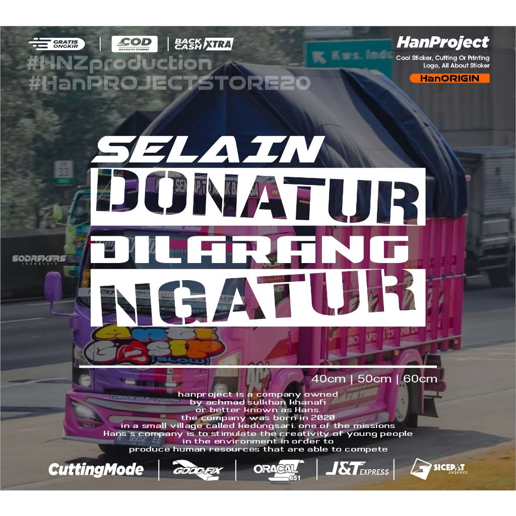 Jual STICKER CUTTING REFLECTIVE " SELAIN DONATUR DILARANG NGATUR" TERBARU COCOK UNTUK KACA DAN ...