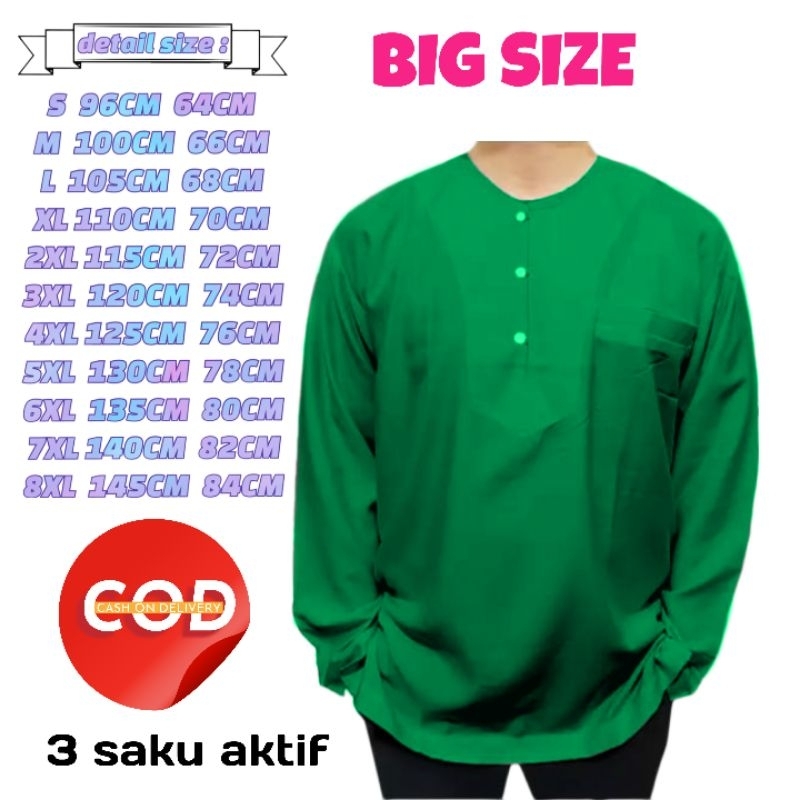 Jual baju koko muslim lengan panjang koko size jumbo/big size | Shopee ...