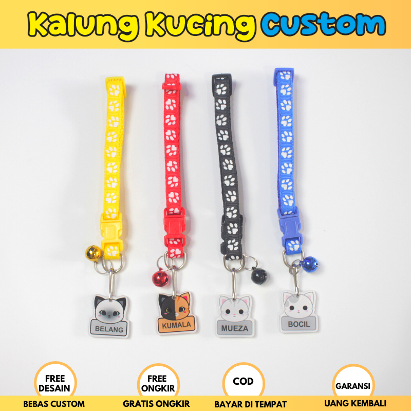 Jual [Bebas Custom] Kalung kucing name tag full akrilik custom gambar 2 ...
