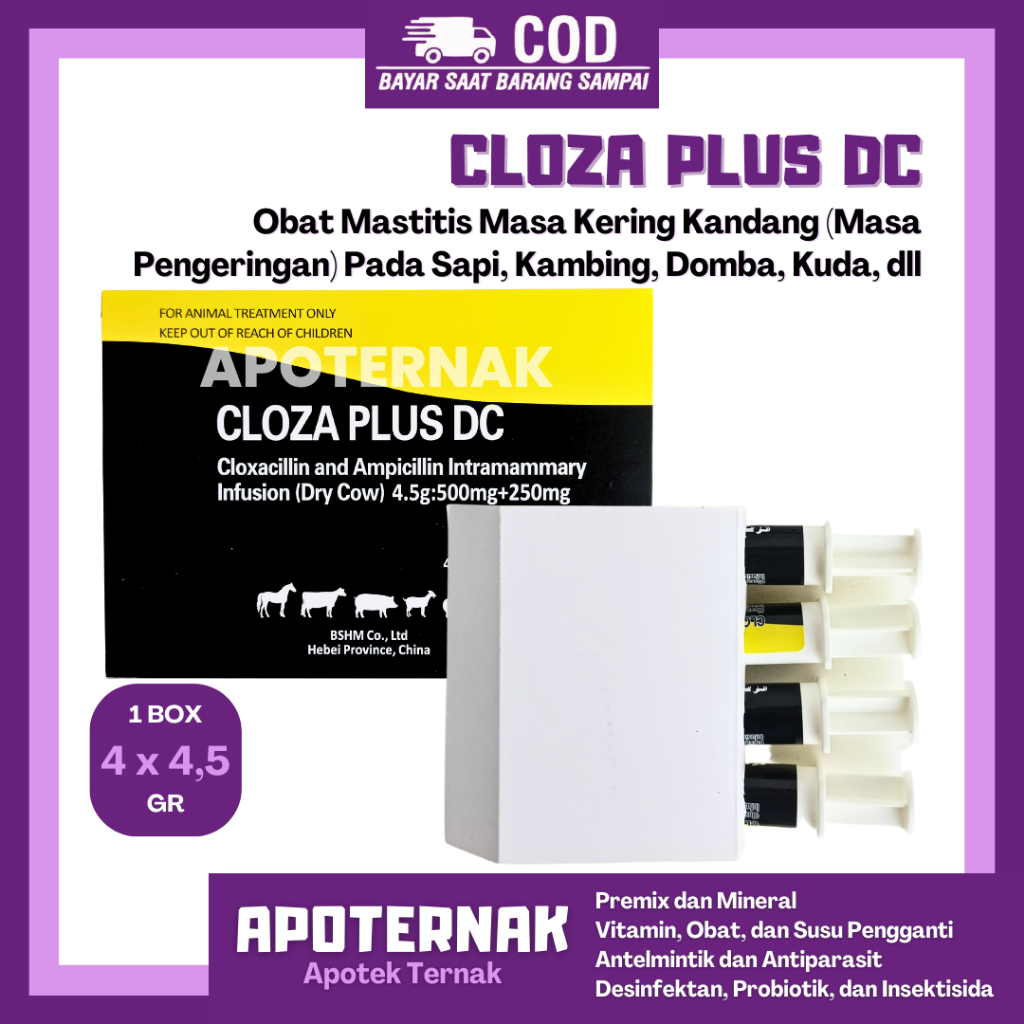 Jual CLOZA PLUS DC 1 Box 4 Syringe | Obat Anti Mastitis Ternak Sapi Kambing Domba Perah Masa ...