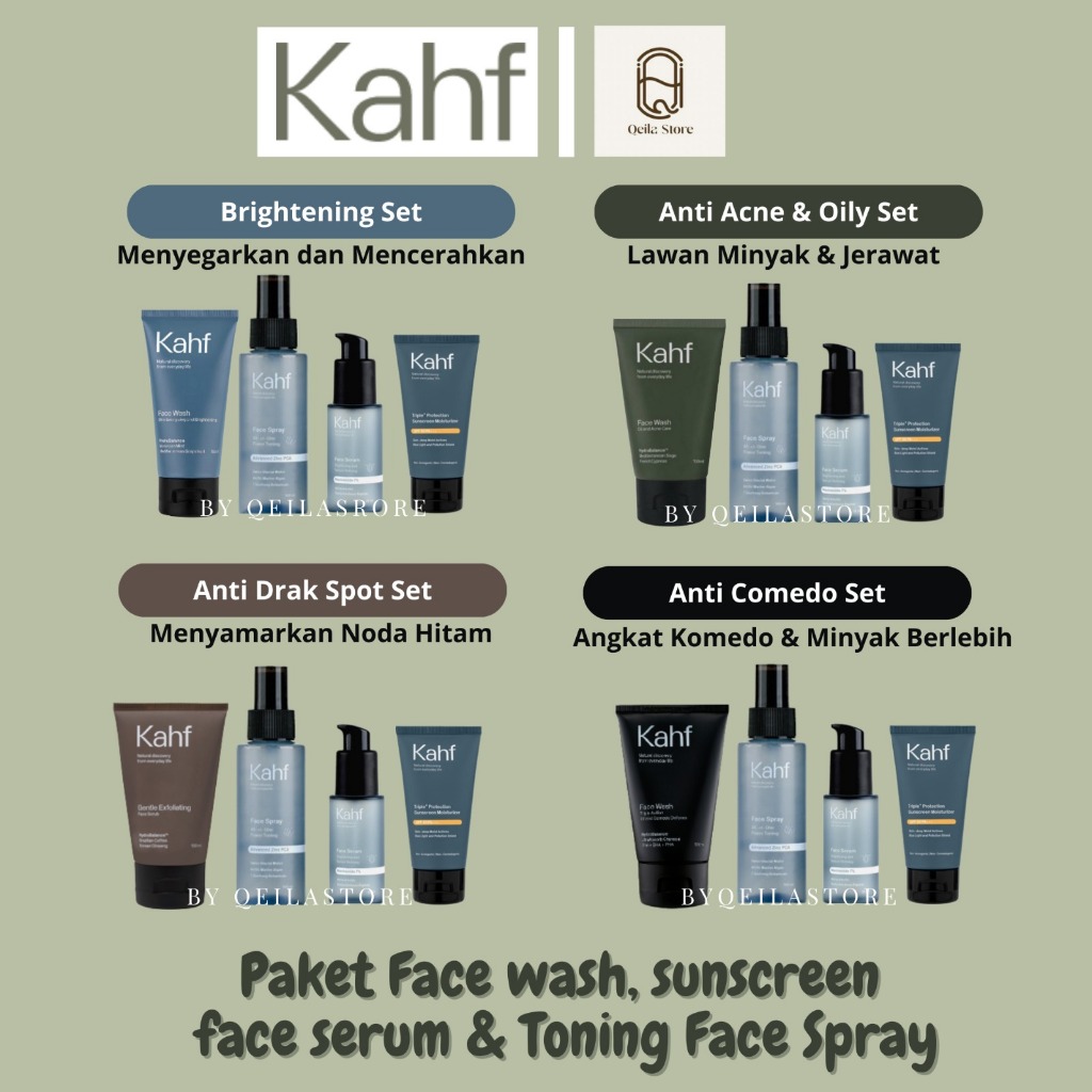 Jual QEILA - Kahf Paket Skincare Pria Isi 4pcs ( Face Wash + Sunscreen ...