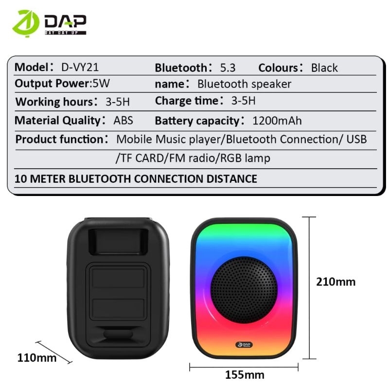 Jual Dap bluetooth speaker RGB ligh4 inch D-VY21 | Shopee Indonesia