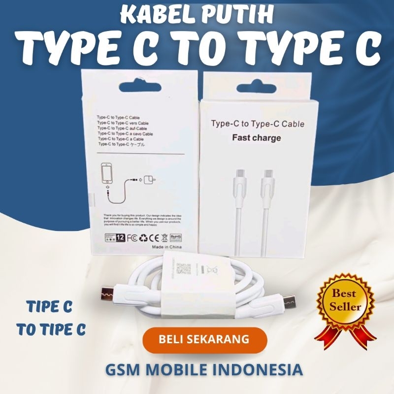 Jual PROMO Kabel Data Putih Original Fast Charging C to C / Type C to ...