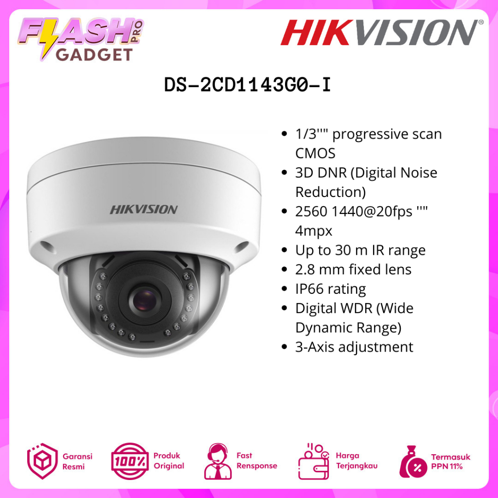 Jual CCTV Indoor Hikvision DS-2CD1143G0-I IP Camera Original 4MP POE WDR | Shopee Indonesia