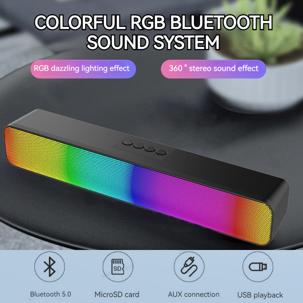 Jual Speaker Bluetooth Soundbar RGB 5 Colors LED Light Computer PC ...