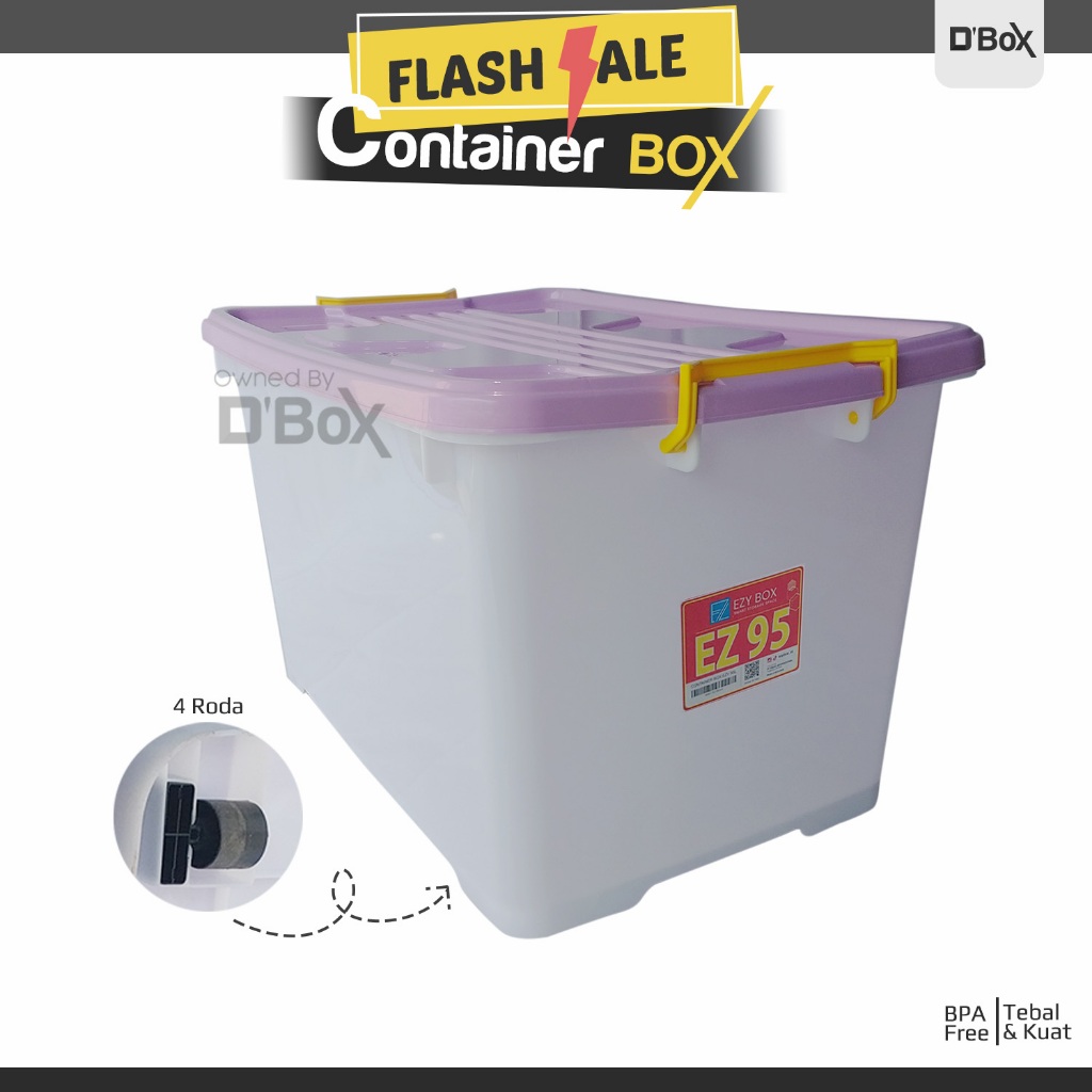 Jual [jumbo] Container Box Besar 95 Liter Kuat dengan Roda Kotak ...