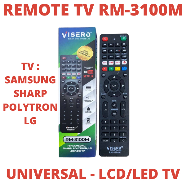 Jual REMOT TV LED LCD MULTI VISERO RM3100M SAMSUNG POLYTRON SHARP ...