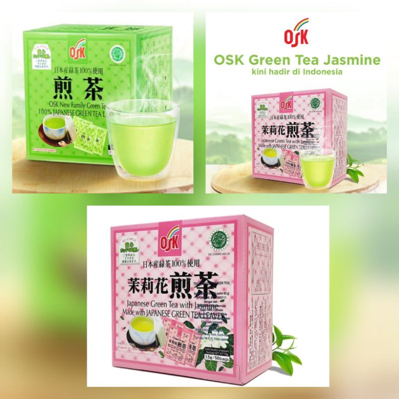 Jual GREEN TEA JEPANG OSK TEH HIJAU JEPANG ASLI 1 BOX ISI 50 SACHET | Shopee Indonesia