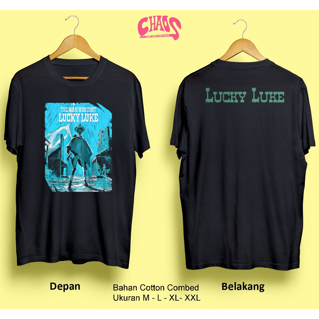 Jual Kaos Cotton Combed//Kaos Comic//Kaos tokoh kartun//Lucky Luke ...