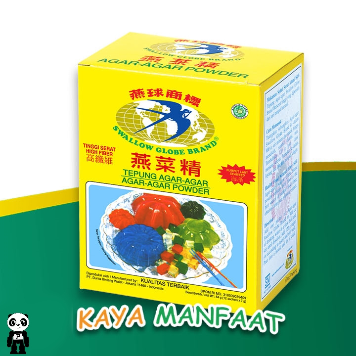 Jual Tepung Agar Agar Swallow Globe Brand Box isi 12 Sachet X 7g ...