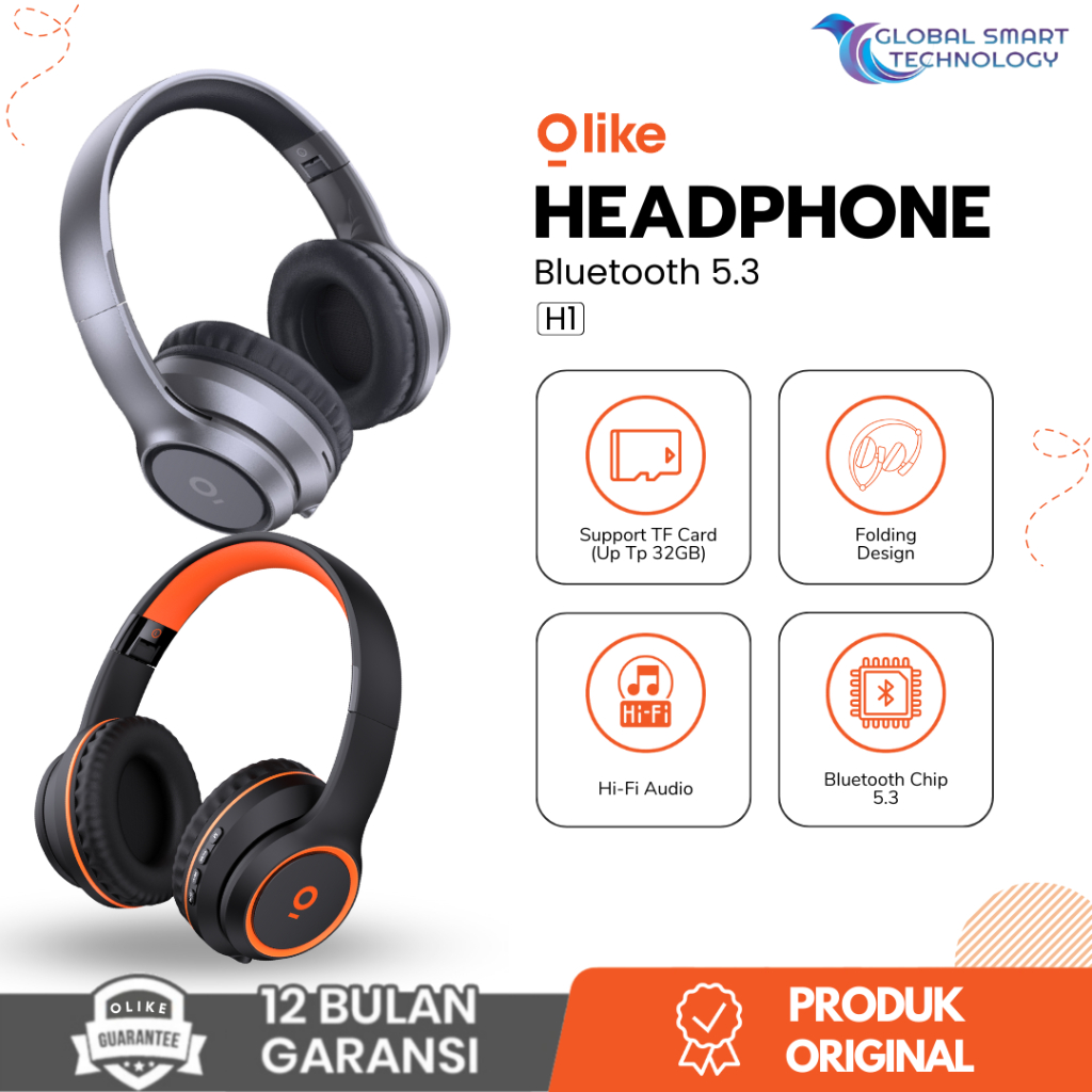 Jual OLIKE H1 Headphone Bluetooth 5.3 Headset Earphone Wireless MIC ...